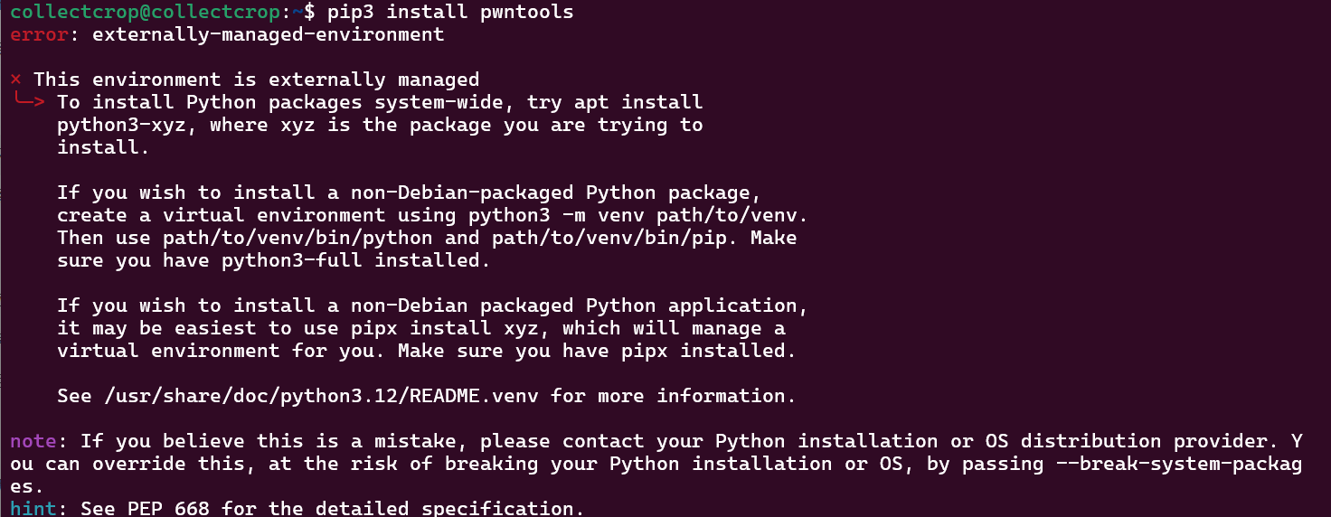 快速在24.04Ubuntu搭建pwn环境 | Collectcrop's Blog